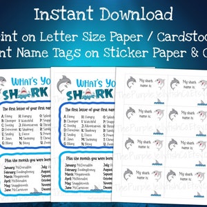 Shark Name Game, Printable Shark Sign, Shark Activity for Kids, Shark ...