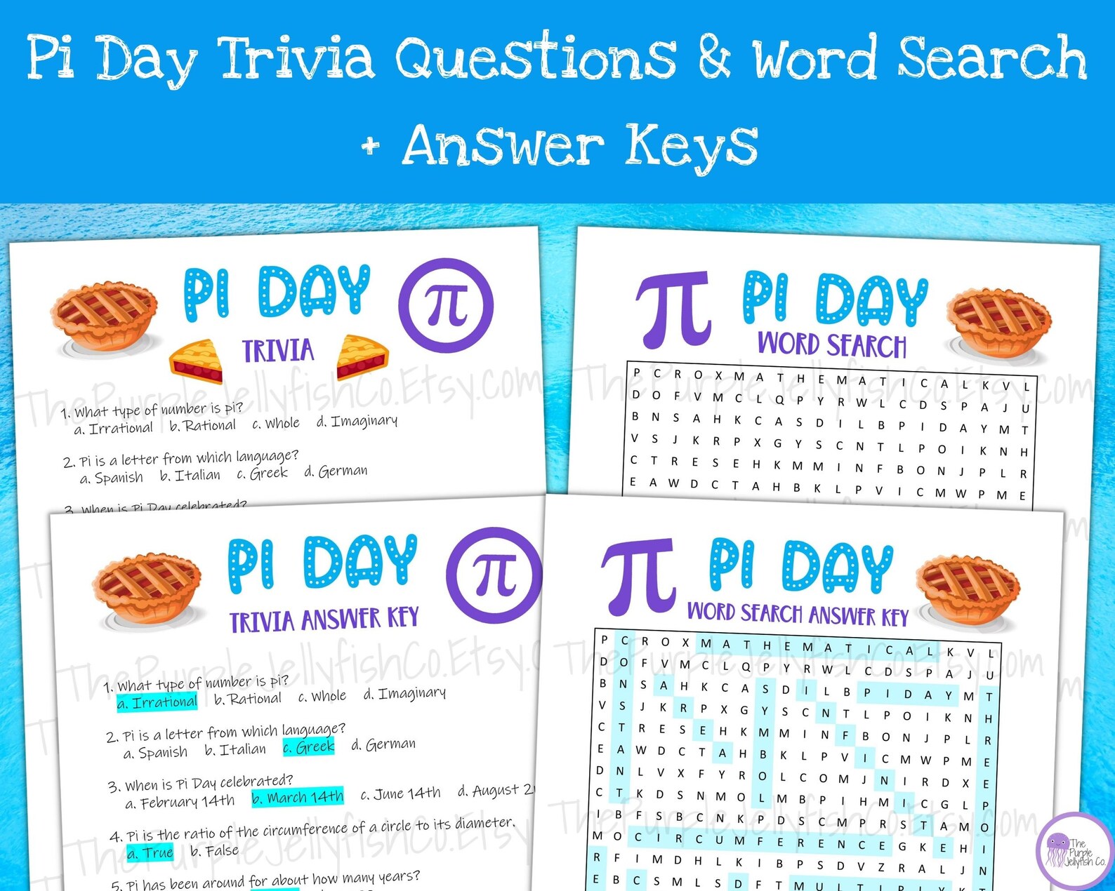 Pi Day Game Bundle, Pi Day Activities for Kids Printable, Pi Day Party ...