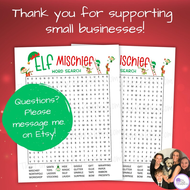 Elf Games Christmas Word Search Puzzle, Printable Christmas Games Kids ...
