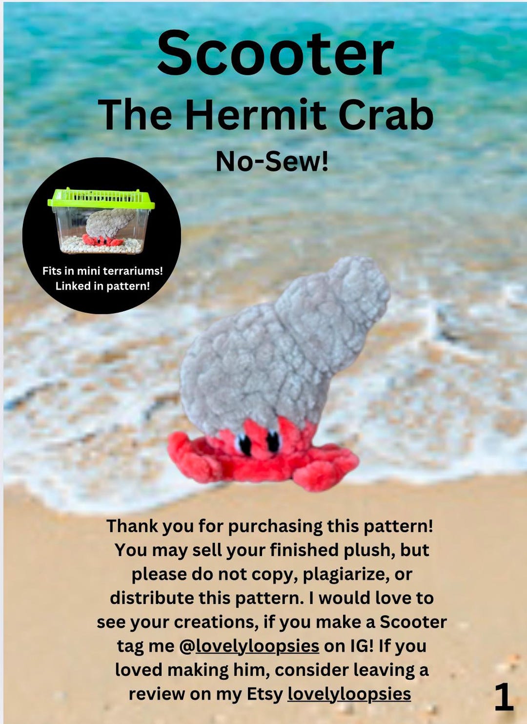 Scooter the (no-sew) Hermit Crab PATTERN. Crochet Terrarium Pet Pattern ...