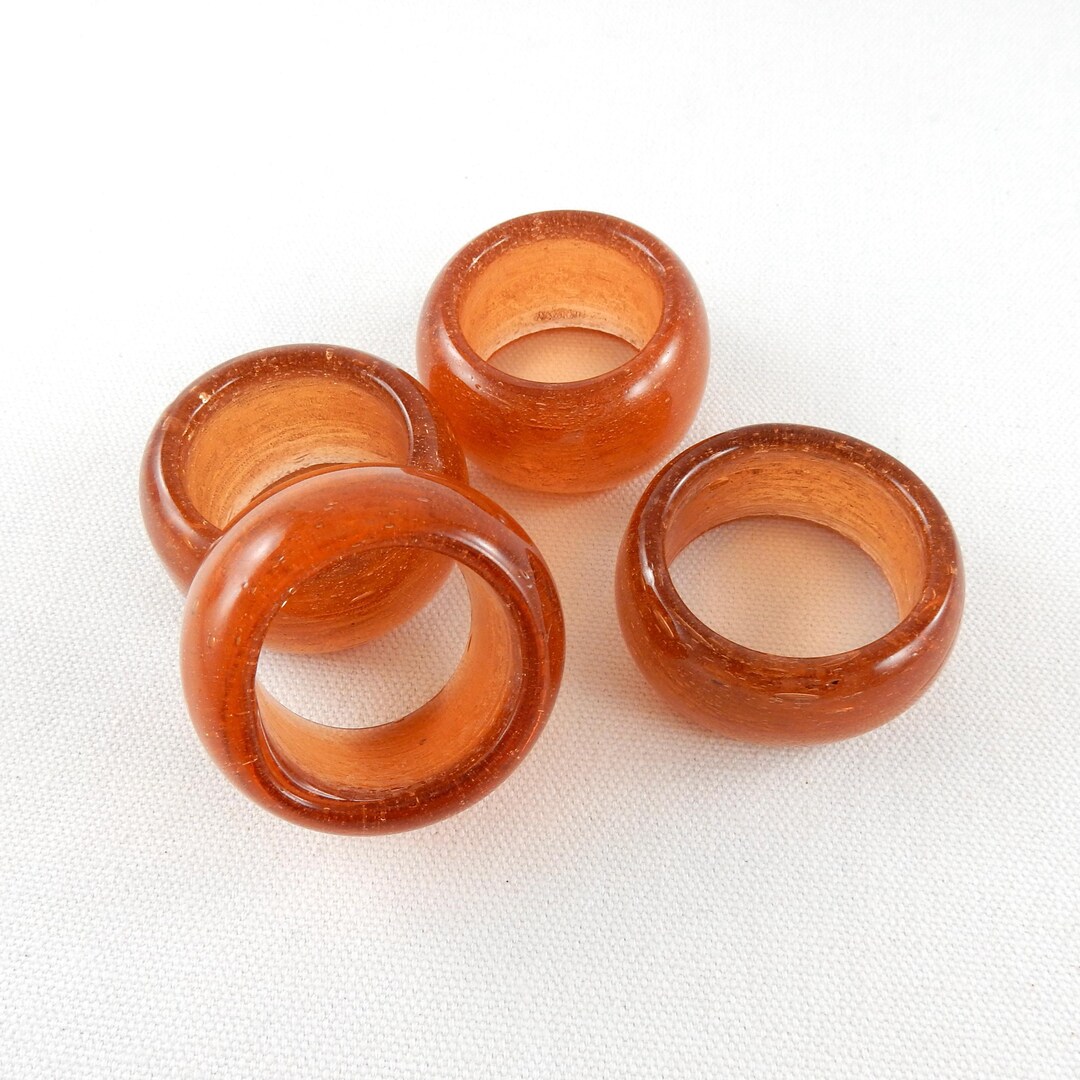 Vintage Napkin Rings Set 4 Amber Colored Glass 24040 - Etsy
