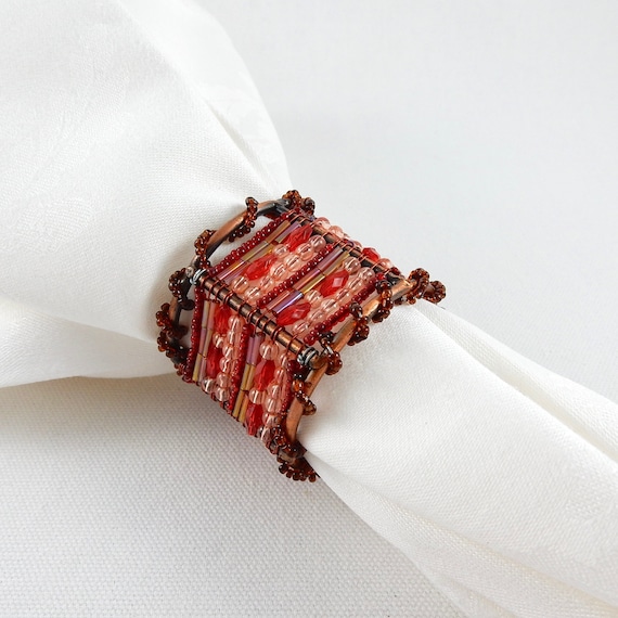 Red Beaded Napkin Rings