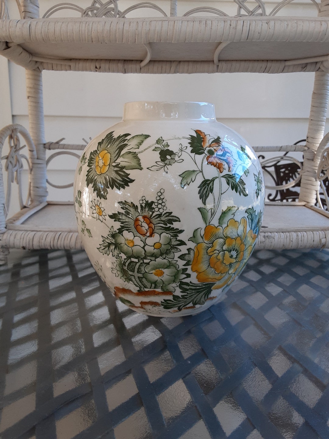 Mason's of England Ironstone "henley" Ginger Jar, Floral, Green and ...