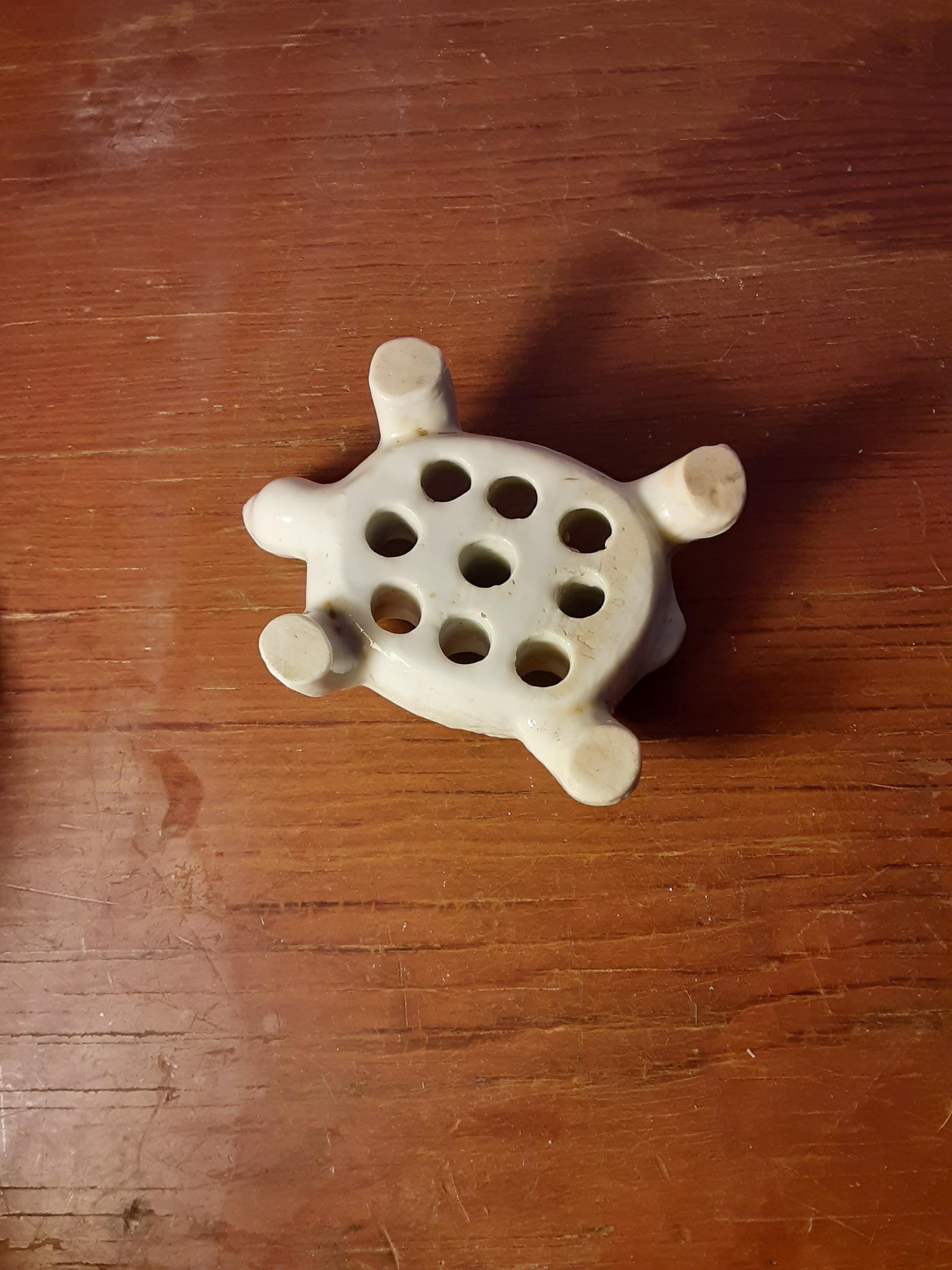 ANTIQUE White Turtle Flower Frog, Pottery, 1920's - Etsy