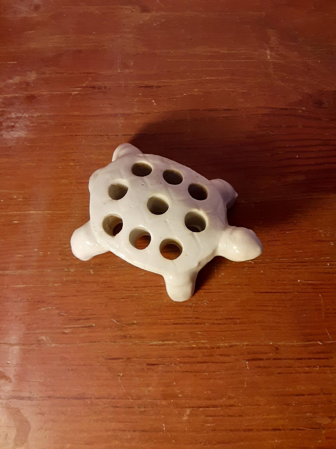 ANTIQUE White Turtle Flower Frog, Pottery, 1920's - Etsy