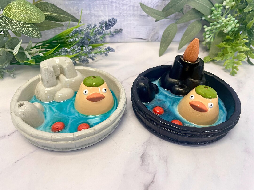 Kawaii Duck Backflow Incense Burner – Waterfall Concrete Holder for ...