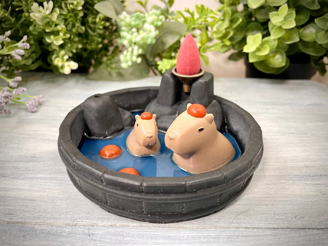 Black Base Capybara Backflow Incense Burner, Incense Waterfall, Kawaii ...