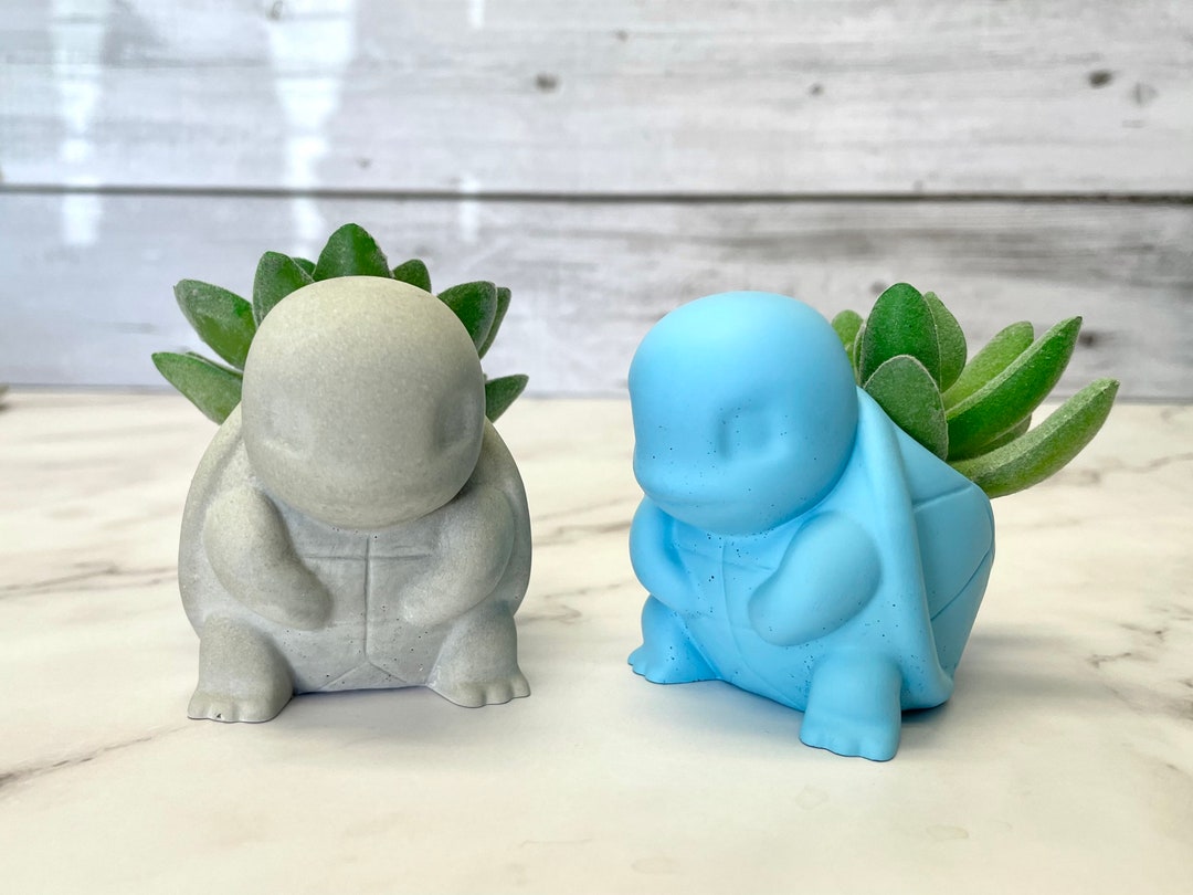 Mini Concrete Turtle Planter: Pocket Monster Inspired Desk Decor - Etsy