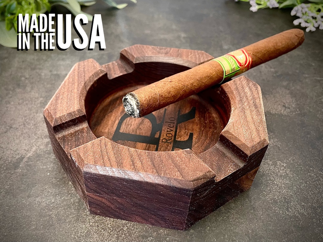 Personalized Cigar Ashtray, Cigar Holder, Unique Ashtray, Walnut ...