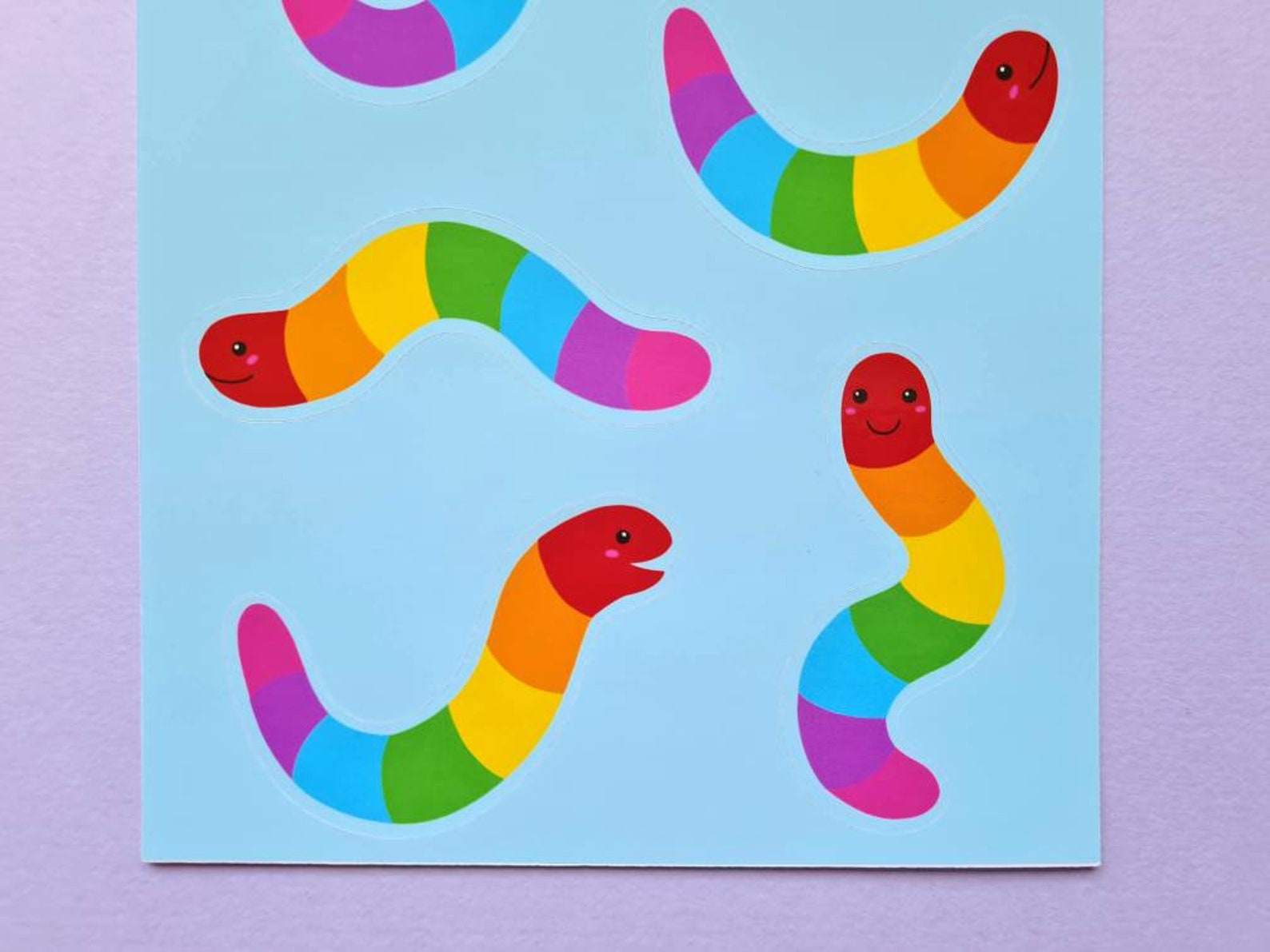 Rainbow Worm Sticker Sheet - Etsy