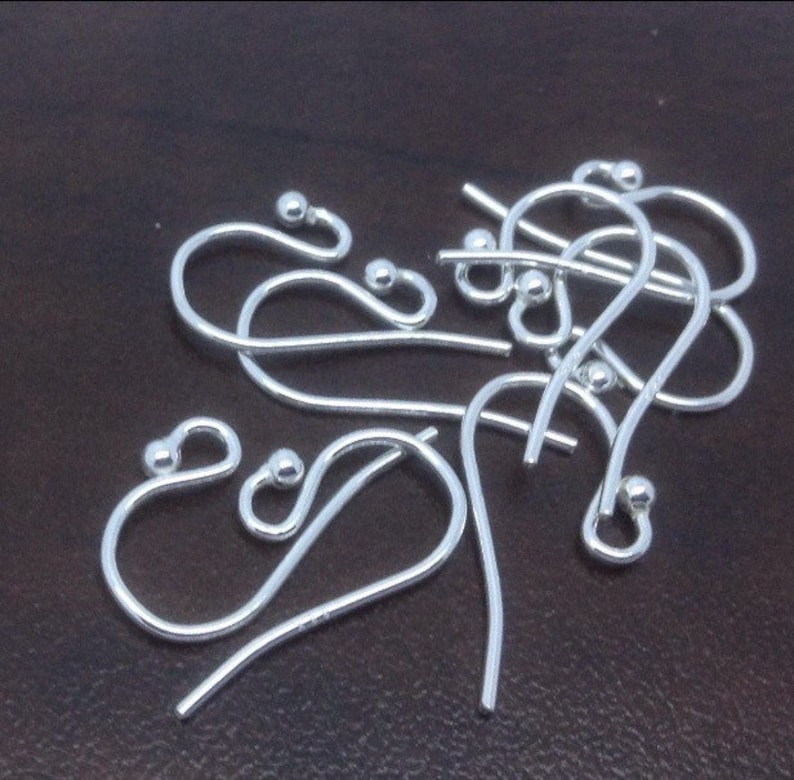5 Pairs of Sterling Silver Ball End Ear Wires- 21 Gauge Sterling Ear ...