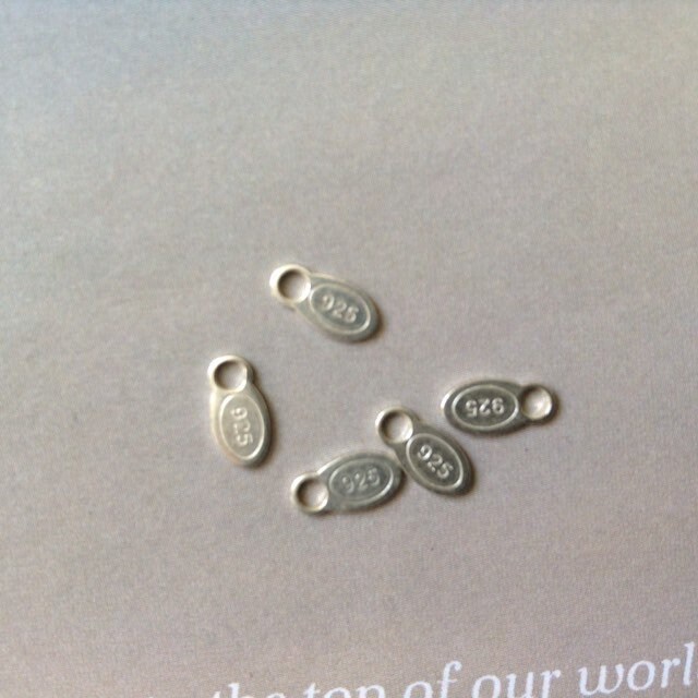 5 Sterling Silver Tag, 925 Tag, Stamped 925 Label, Oval Sterling Silver ...