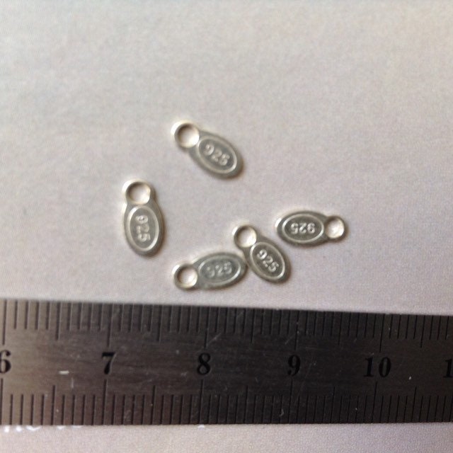 5 Sterling Silver Tag, 925 Tag, Stamped 925 Label, Oval Sterling Silver ...