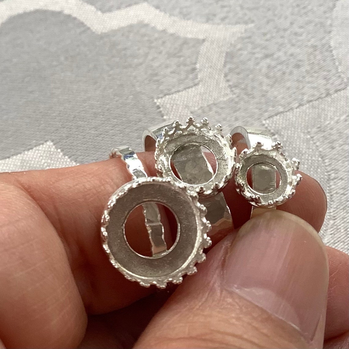 8mm Bezel Ring Blanks, Sterling Silver Ring Blanks, Gallery Style Bezel ...