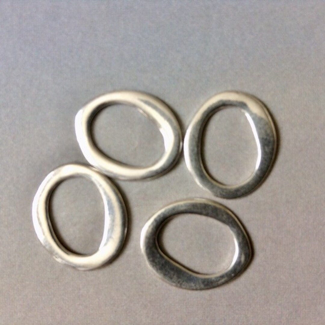 4 Free Form Oval Connectors, 15mmx13mm Sterling Silver Free Form ...