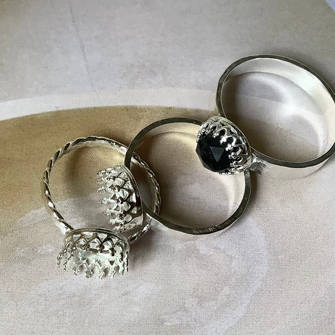 8mm Bezel Ring Blanks, Sterling Silver Ring Blanks, Gallery Style Bezel ...