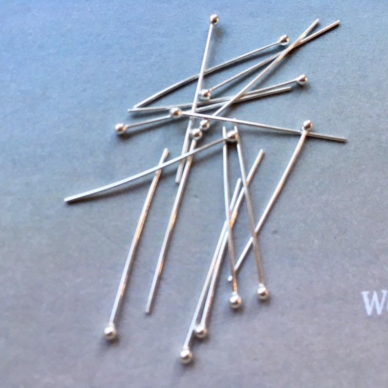 1 Inch Headpins 10 20 Head Pins One Sterling Silver Ball - Etsy