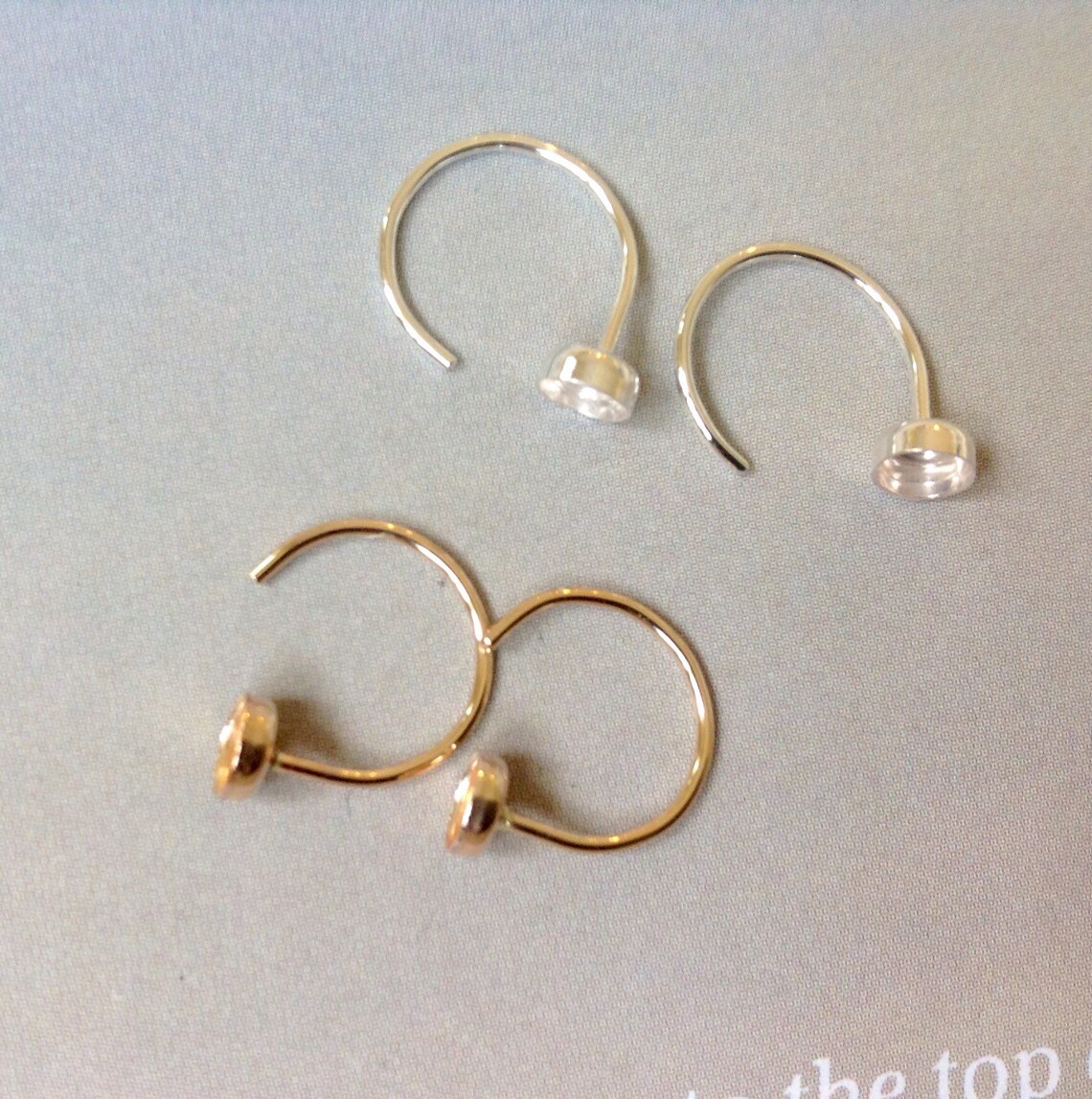One Pair 14K Gold Filled Huggie Earring Blanks, Bezel Earring Blanks ...