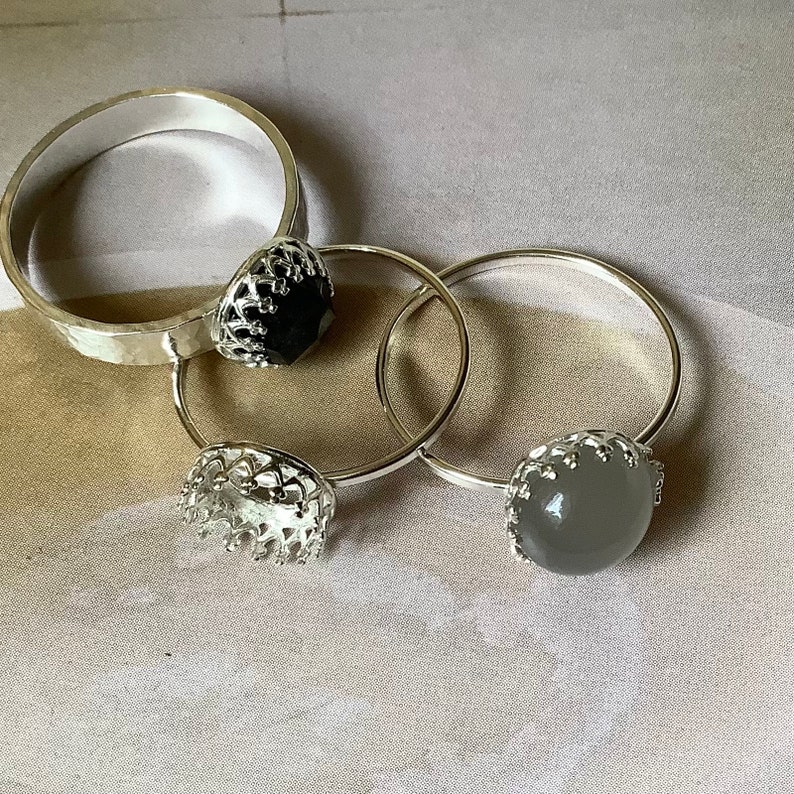 8mm Bezel Ring Blanks, Sterling Silver Ring Blanks, Gallery Style Bezel ...