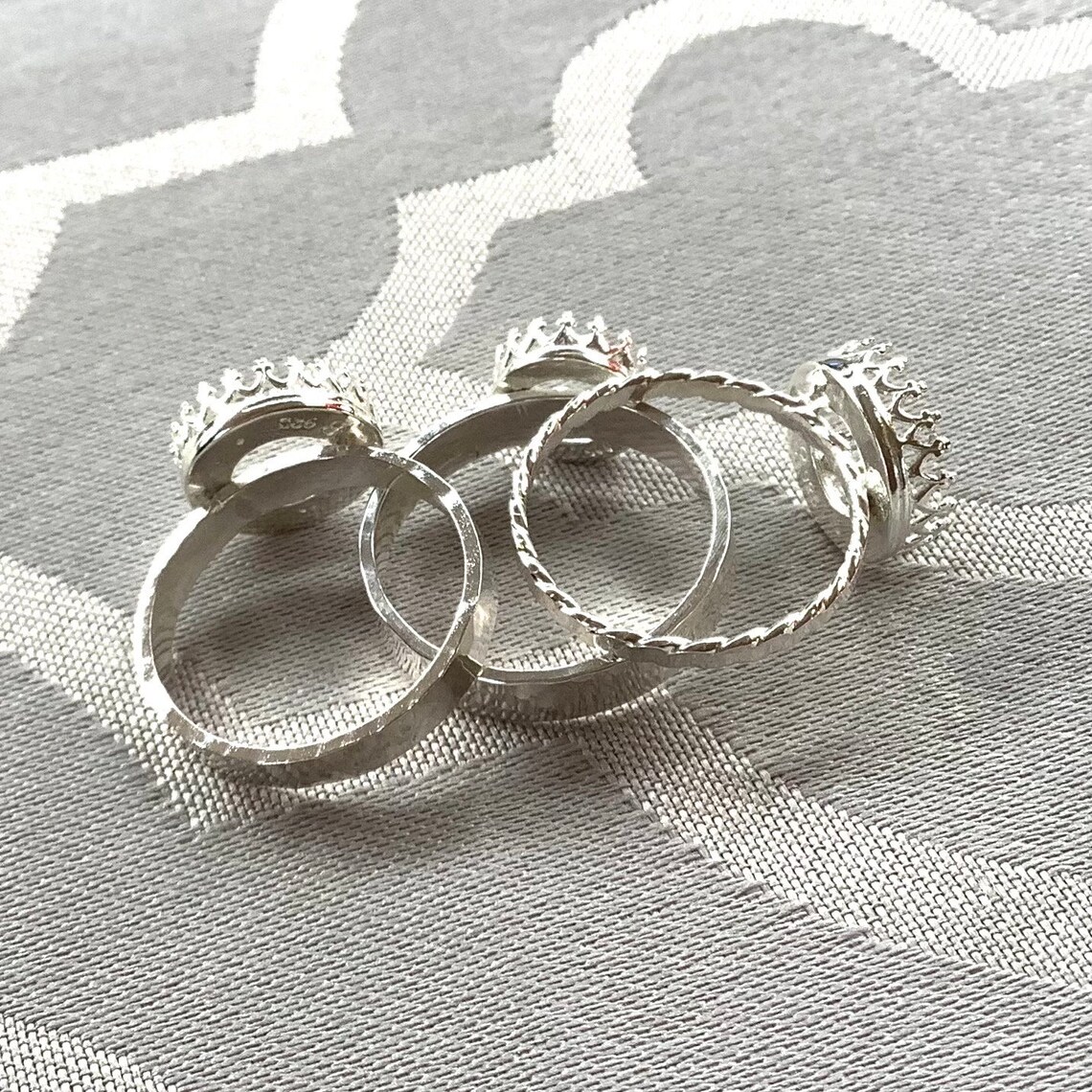 8mm Bezel Ring Blanks, Sterling Silver Ring Blanks, Gallery Style Bezel ...