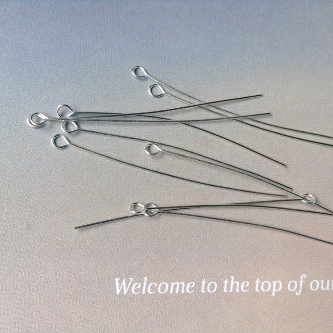 10 Sterling Silver 2 Inches Eye Pins, Two Inches Eye Pins, S925 Eye ...