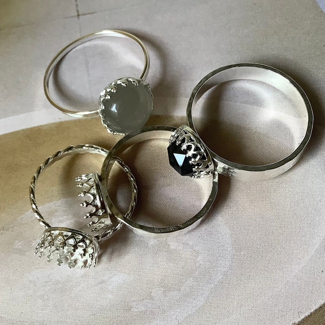 8mm Bezel Ring Blanks, Sterling Silver Ring Blanks, Gallery Style Bezel ...