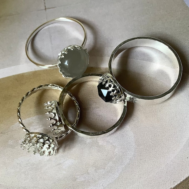 8mm Bezel Ring Blanks, Sterling Silver Ring Blanks, Gallery Style Bezel ...