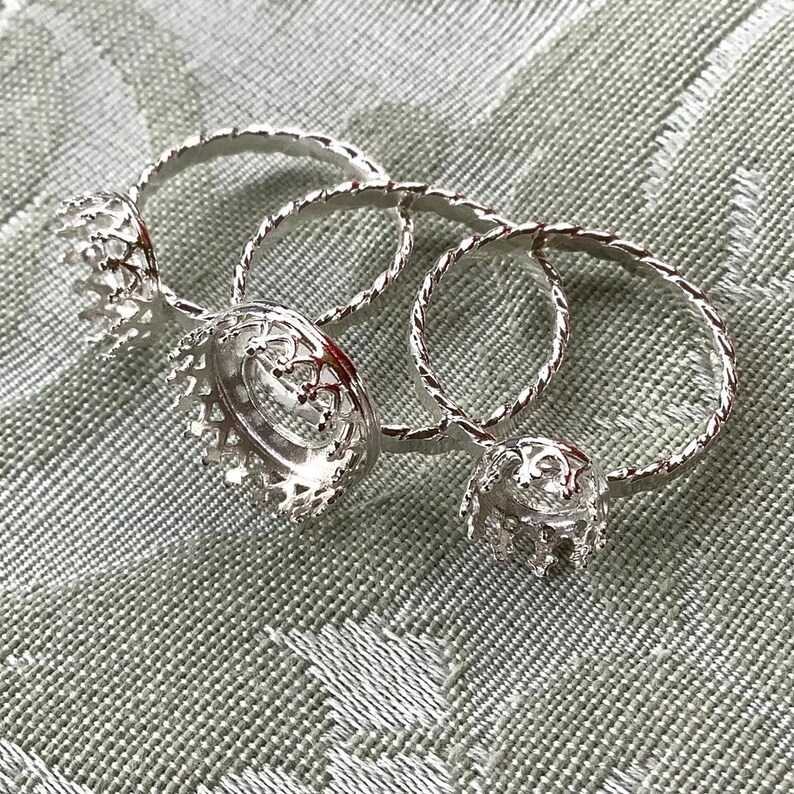 8mm Bezel Ring Blanks, Sterling Silver Ring Blanks, Gallery Style Bezel ...