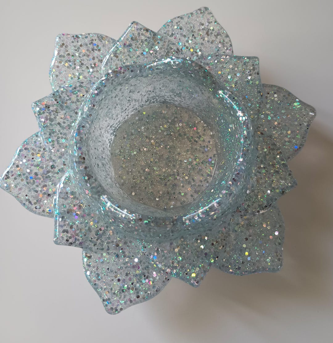 Resin Lotus Flower Glittery Candle Holder - Etsy