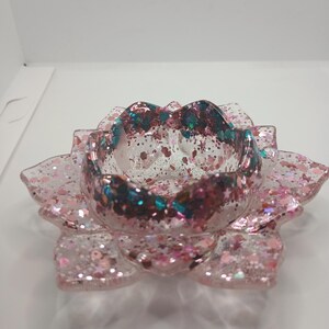 Pink Glittery Resin Lotus Flower Candle Holder - Etsy