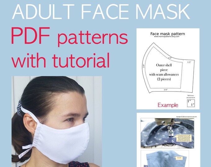 PDF Pattern; Tutorial of 4 Types of Face Masks With Filter Pocket and ...