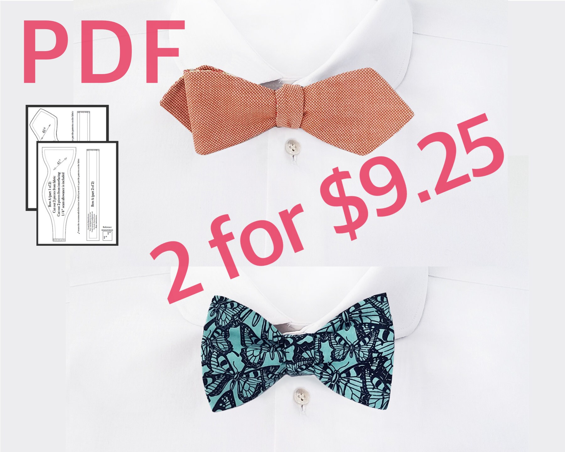 Bow Tie Pattern Pdf Self Tie Bow Tie Sewing Patterns Diamond | Etsy