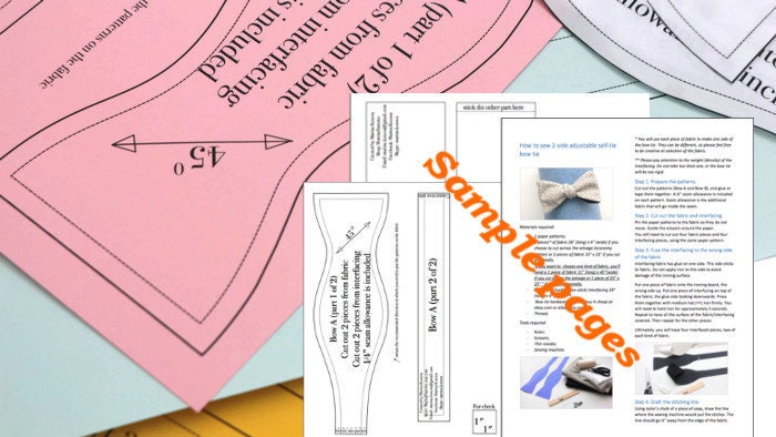 Bow Tie Sewing Pattern, Mens Bow Tie Pattern, Self Tie Bow Tie, Adult ...