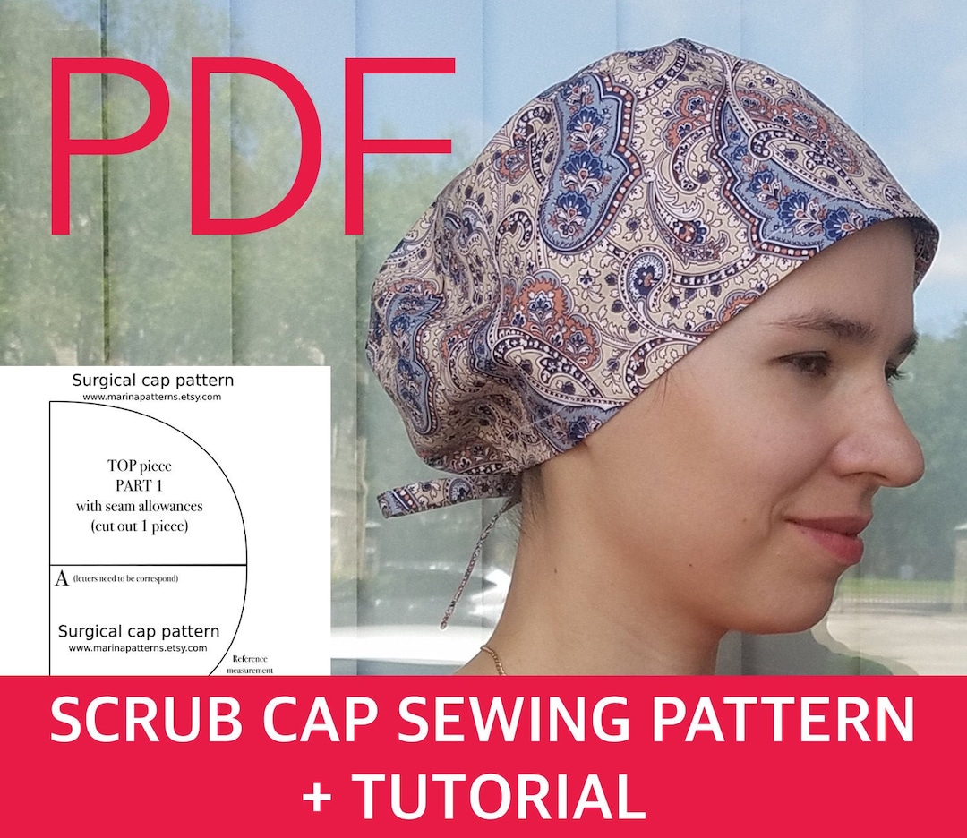 Surgical Cap Pattern, Scrub Hat Sewing Pattern PDF, Scrub Cap No ...