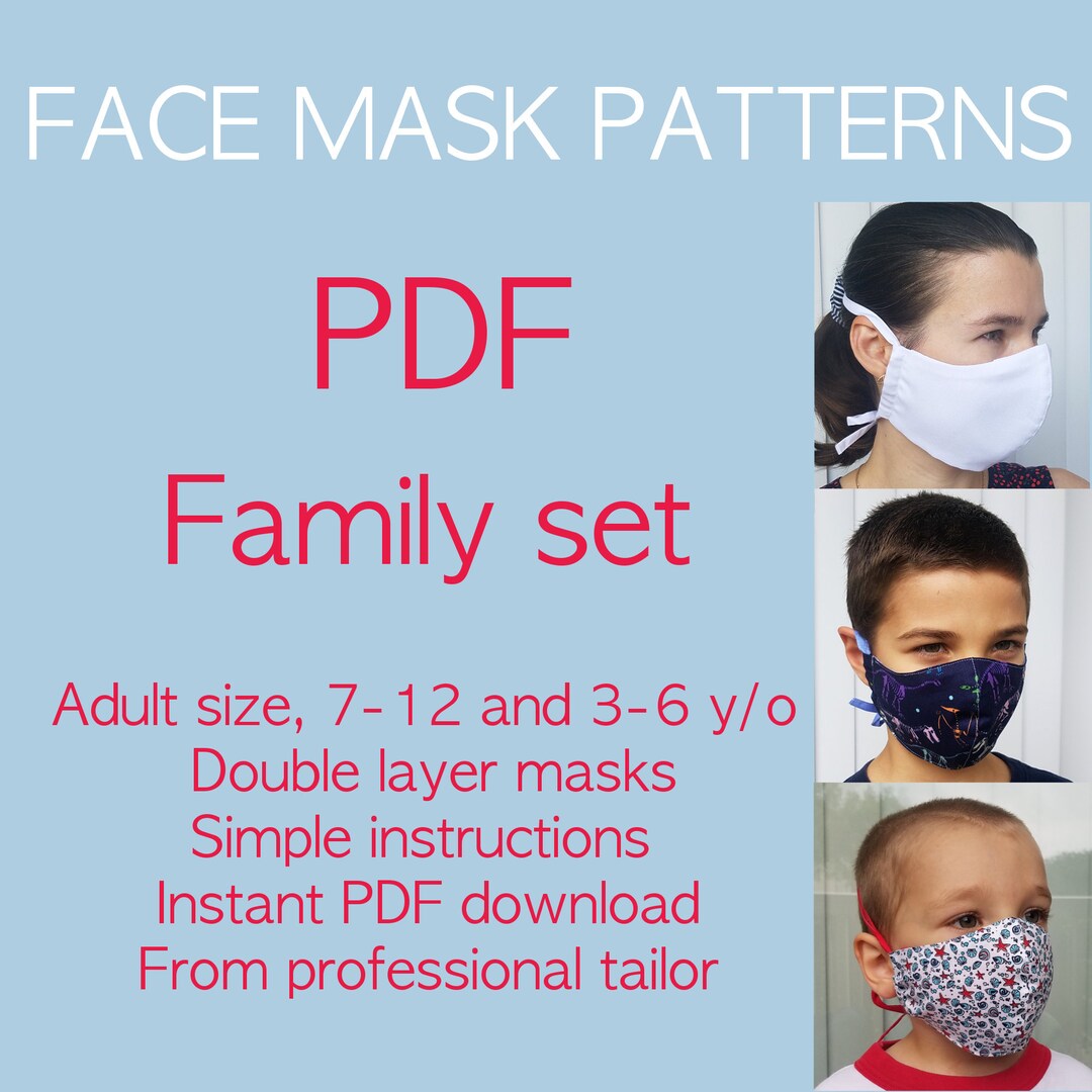 Fabric Mask Patterns Fabric Face Mask Sewing Pattern PDF Adult 3D Face ...