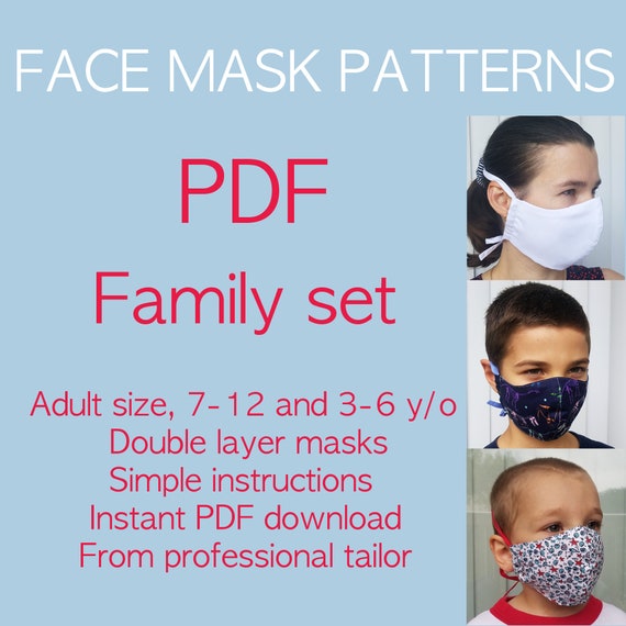 Fabric Mask Patterns Fabric Face Mask Sewing Pattern PDF Adult | Etsy