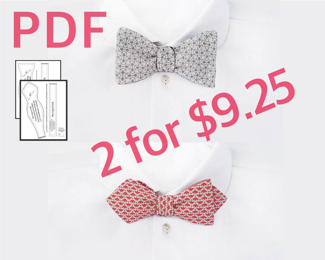 Self Tie Bow Tie Pattern PDF Mens Bow Tie Sewing Pattern Freestyle Bow ...