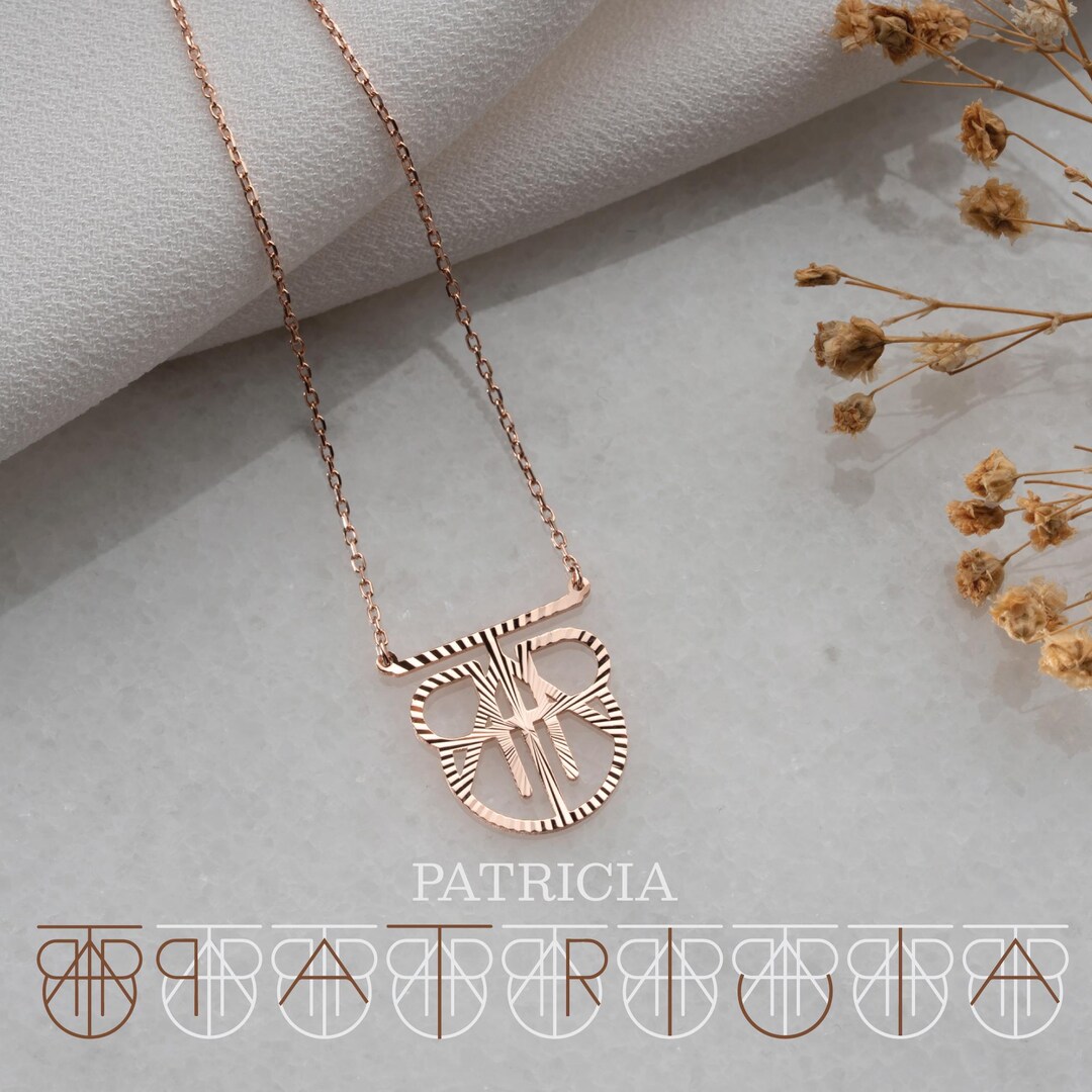 14K Gold Sunburst Name Necklace, Custom Logo Pendant, Elegant ...