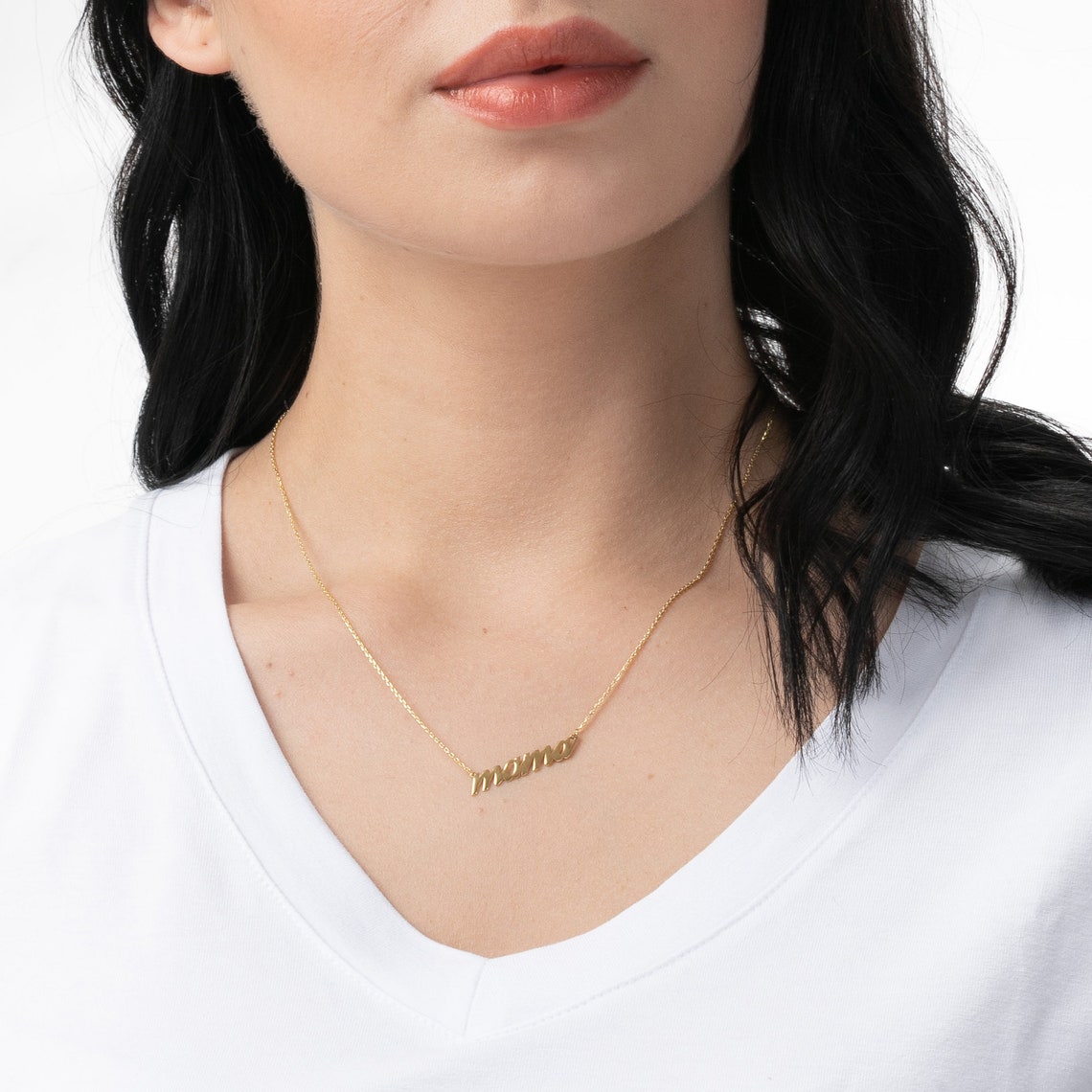 14K Solid Gold Personalized Name Necklace - Etsy