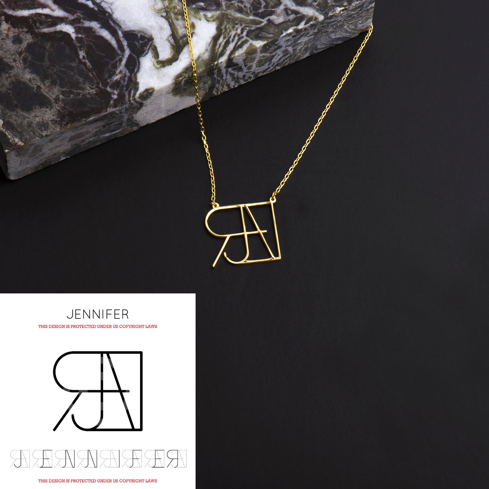 Unique Design Name Logo Necklace Name Necklace Personalized - Etsy