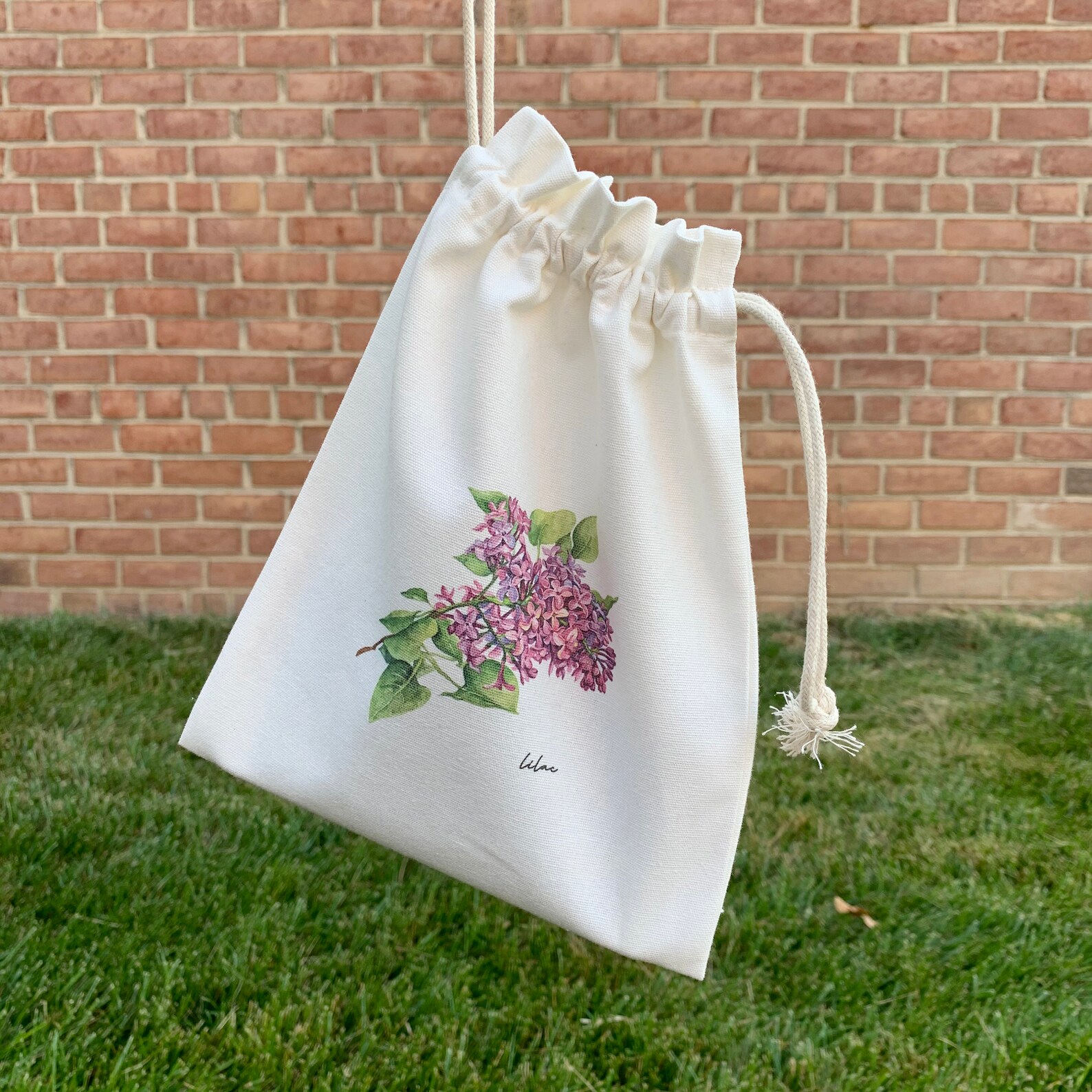 Lilac flower Purse flower Canvascute Drawstring Pouch 7x9in | Etsy