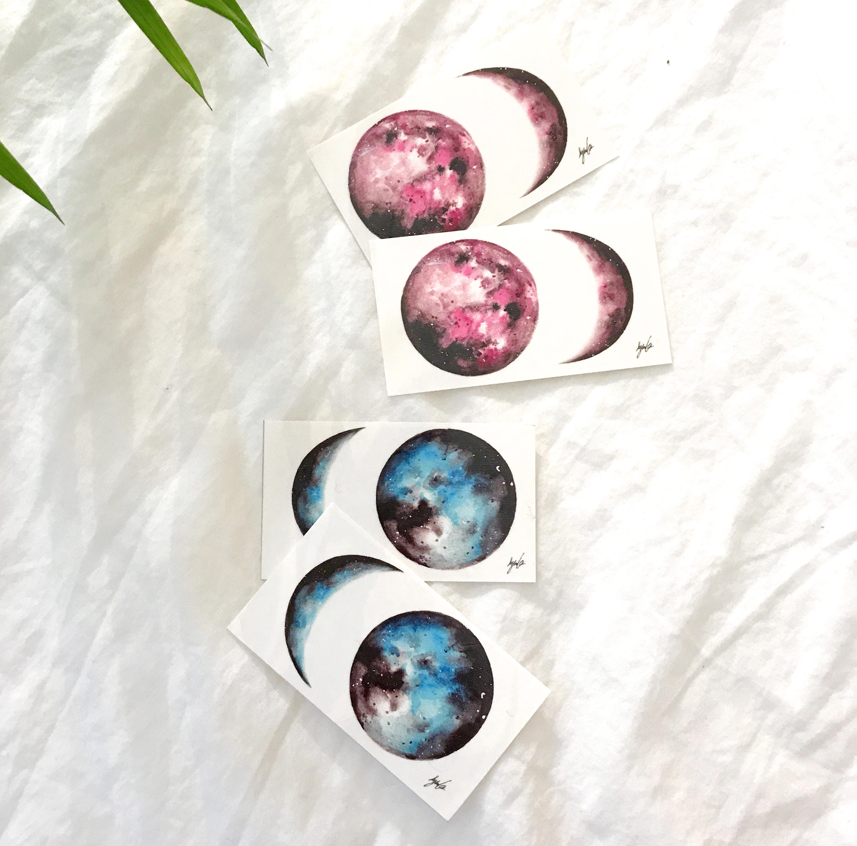 Moon Phase Temporary Tattoo2 Pcs Set Moon Temporary | Etsy