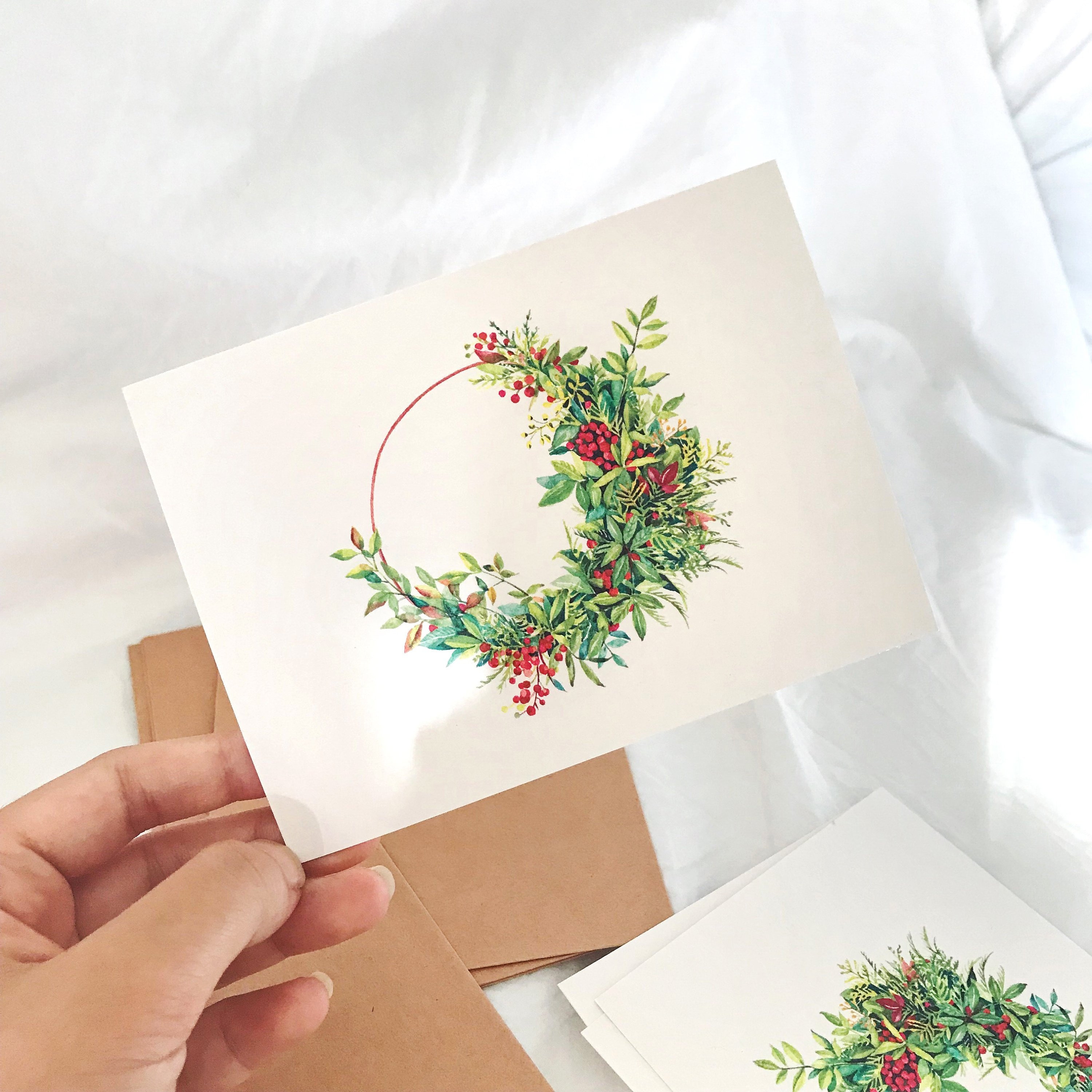 Floral Note Cards Sets With Envelopes Blank Cards Christmas | Etsy