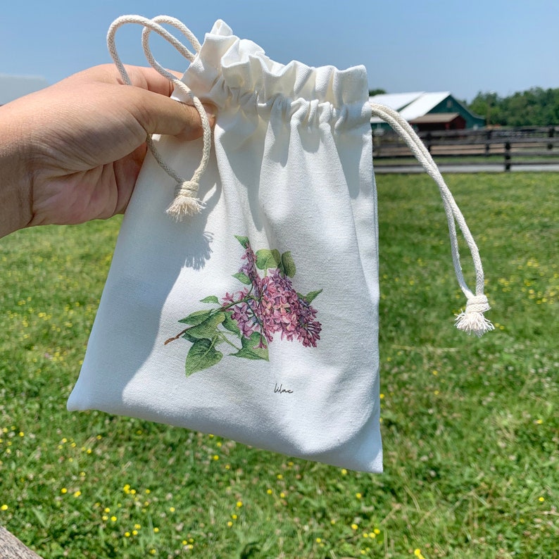 Lilac flower Purse flower Canvascute Drawstring Pouch 7x9in | Etsy