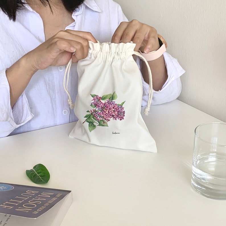 Lilac flower Purse flower Canvascute Drawstring Pouch 7x9in | Etsy