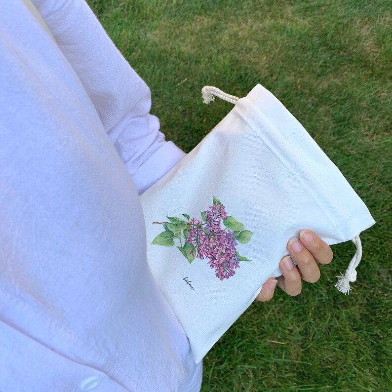 Lilac flower Purse flower Canvascute Drawstring Pouch 7x9in | Etsy