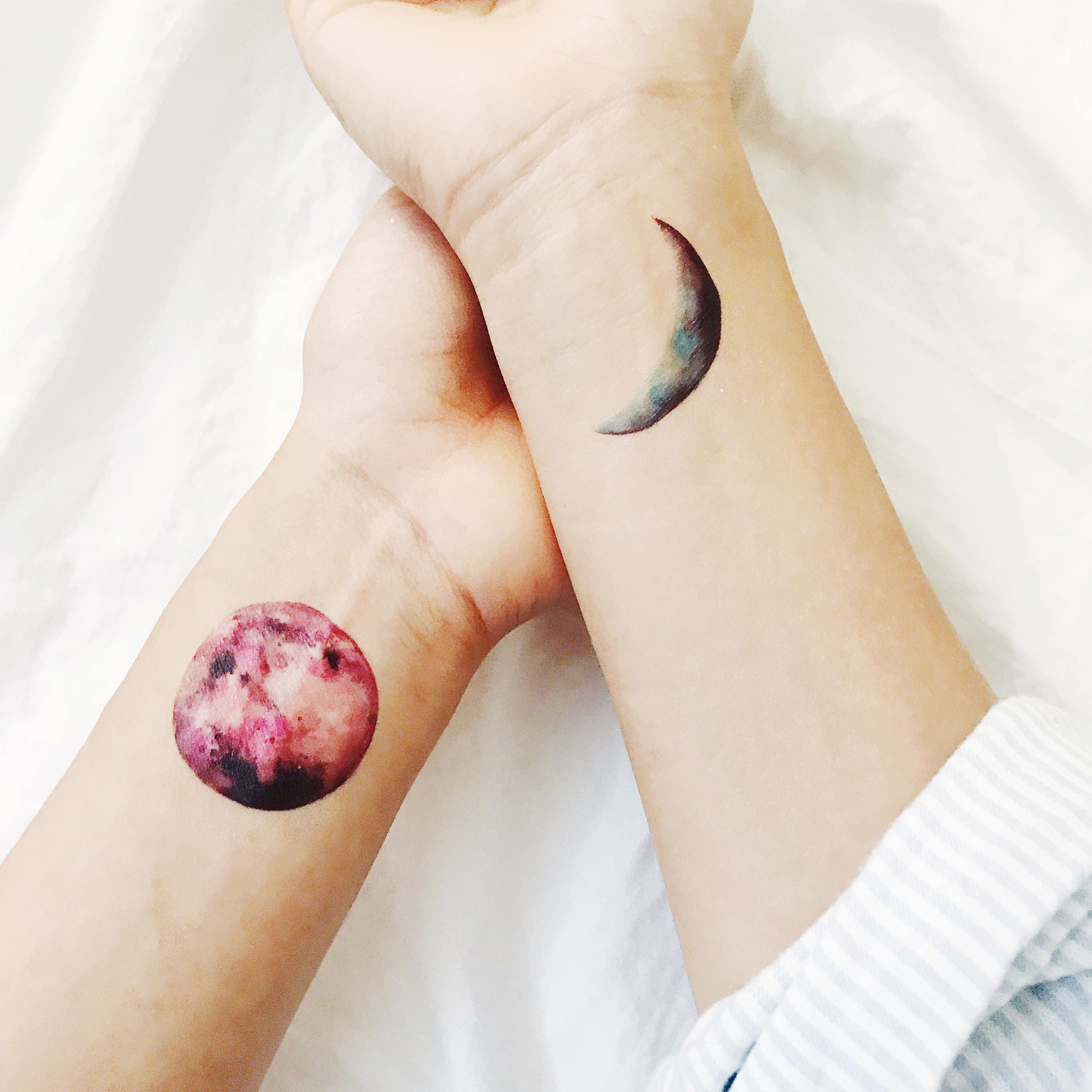 Moon Phase Temporary Tattoo2 Pcs Set Moon Temporary | Etsy
