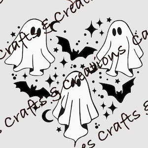 Ghost & Bats Heart Digital Cut File // Halloween // Ghost Heart // SVG ...