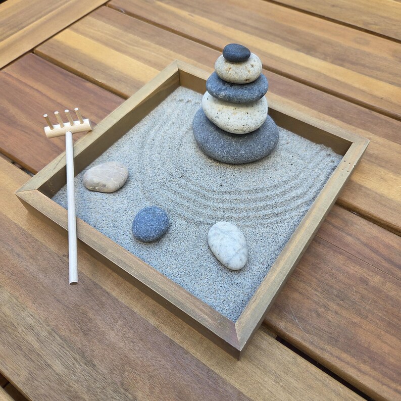 Desk Zen Garden With San Diego Sand, Stones, Cairn & Rake - Etsy