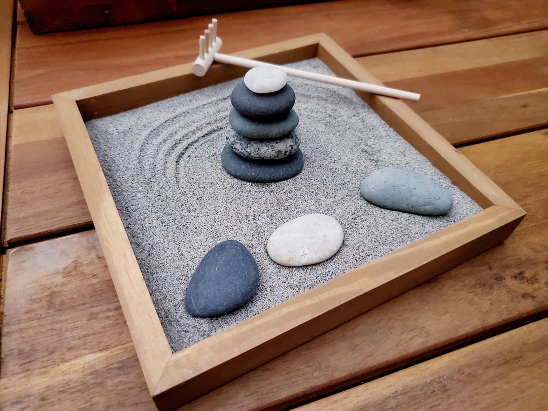 Desk Zen Meditation Garden Sand Garden With Cairn & Rake Calming Zen ...